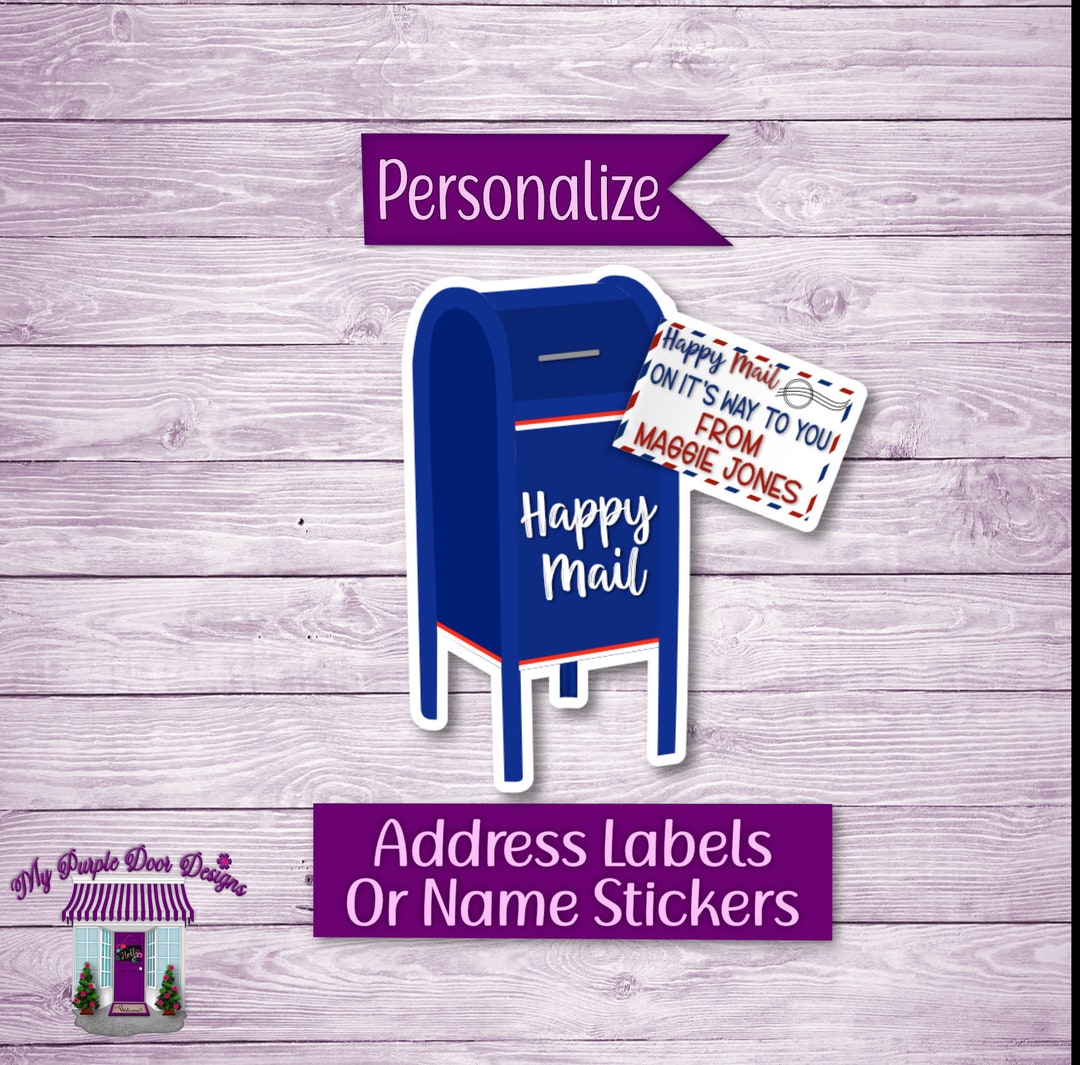 Happy Mail Mailbox Labels, Personalized Mailing Stickers, Custom ...