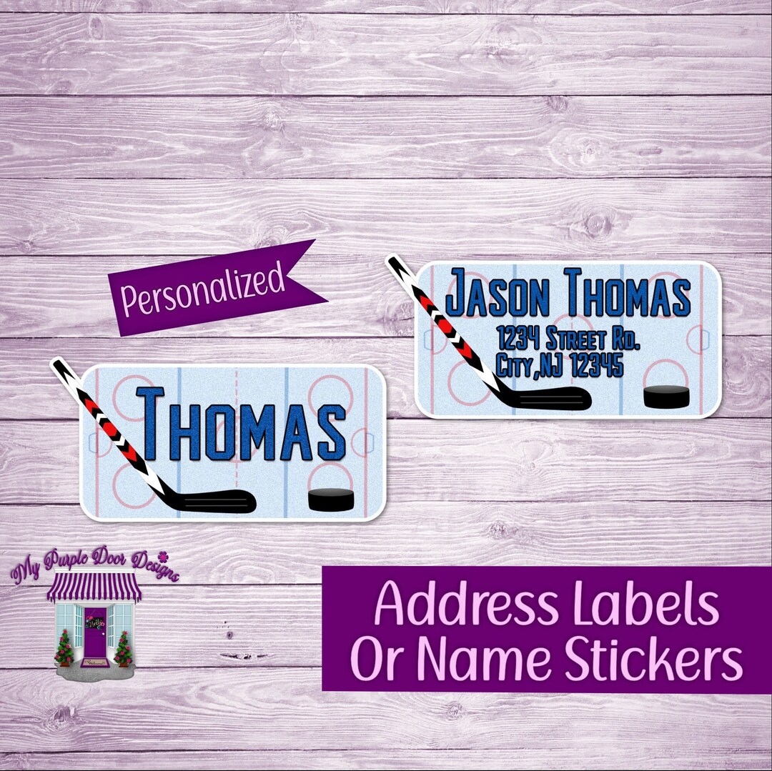 Hockey Address Labels, Name Stickers, Personalized Mailing Address ...