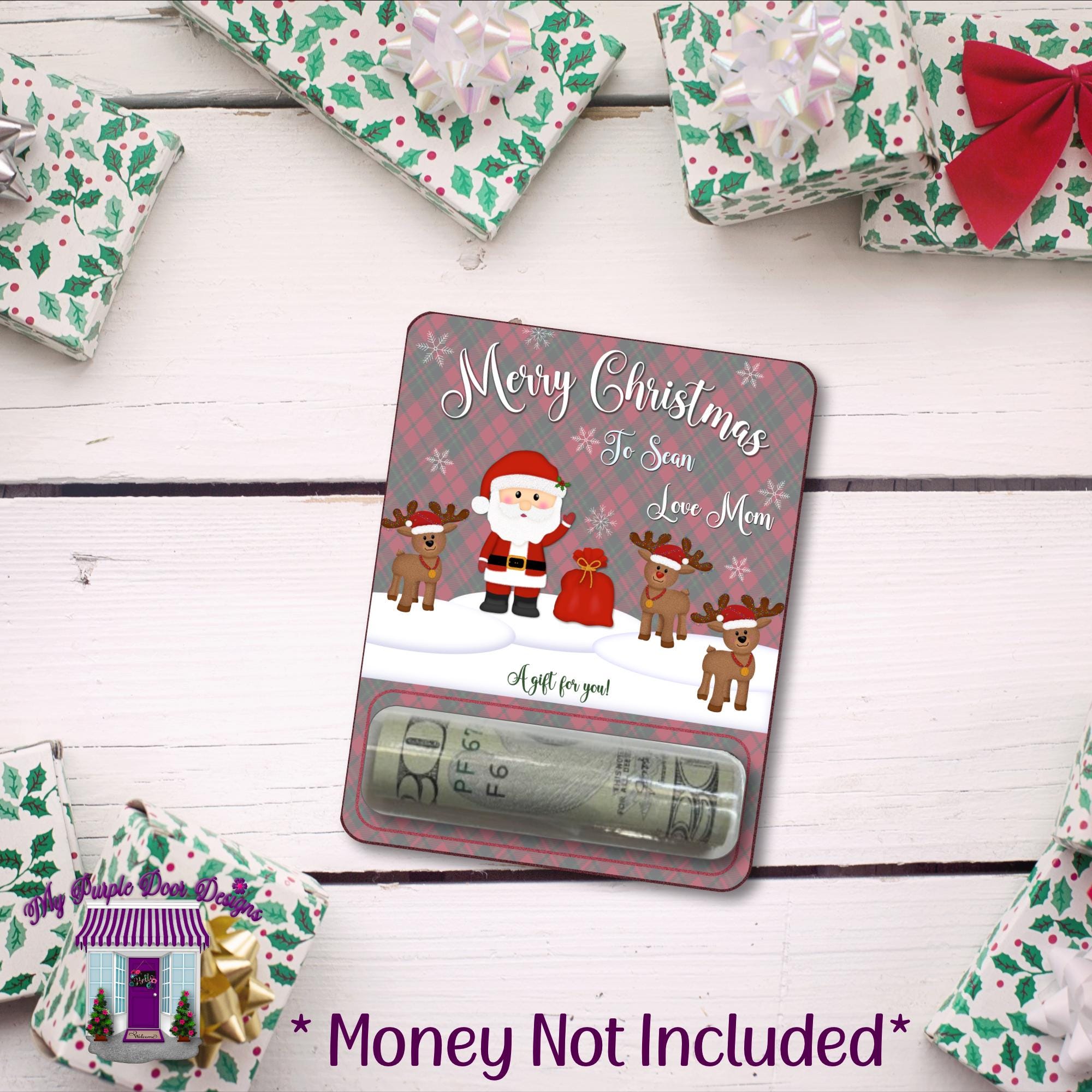 Merry Christmas Santa Claus Money Gift Holder, Personalize Cash/check ...