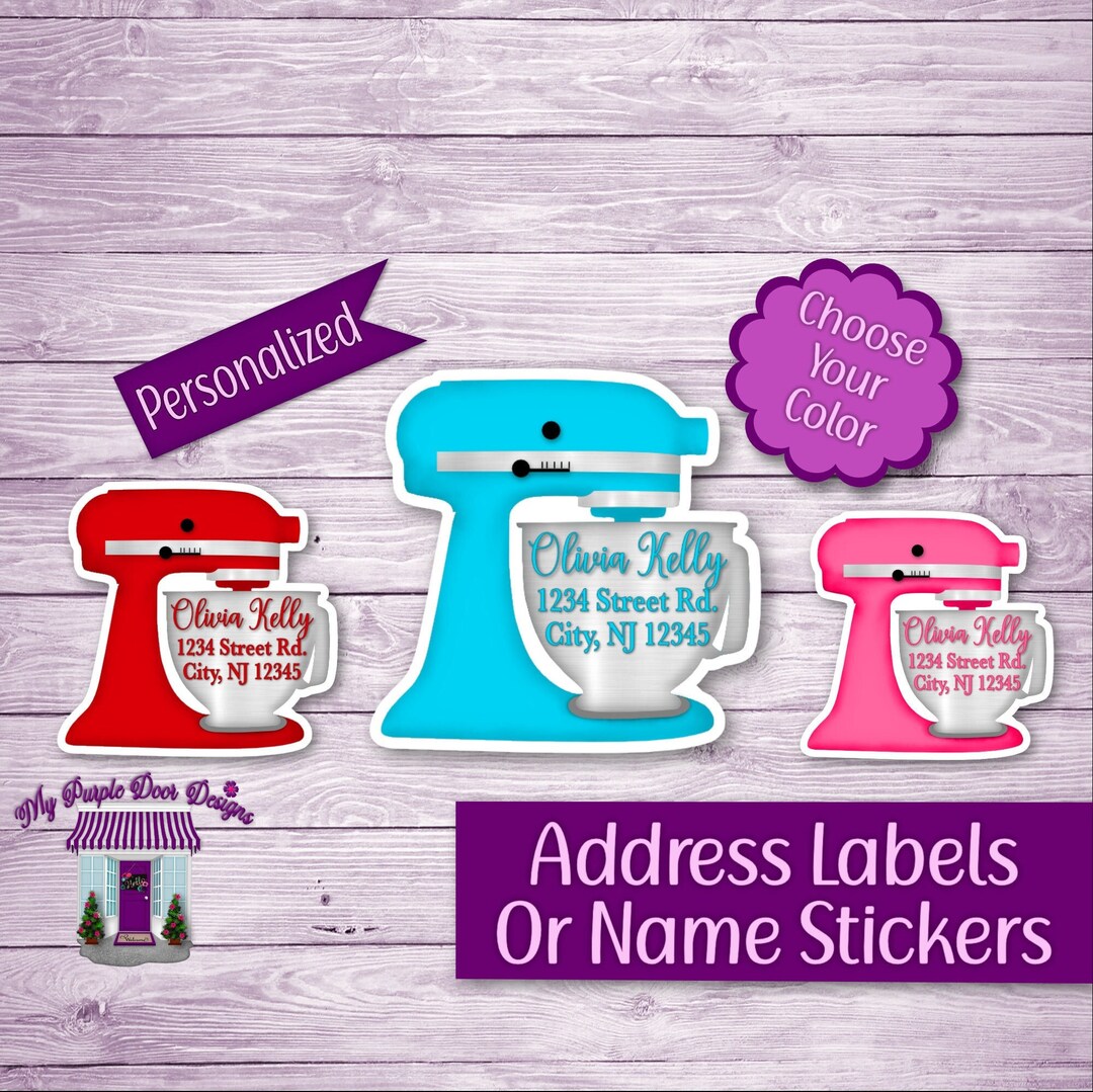 Stand Mixer Personalized Return Address Labels, Custom Kitchen Labels ...