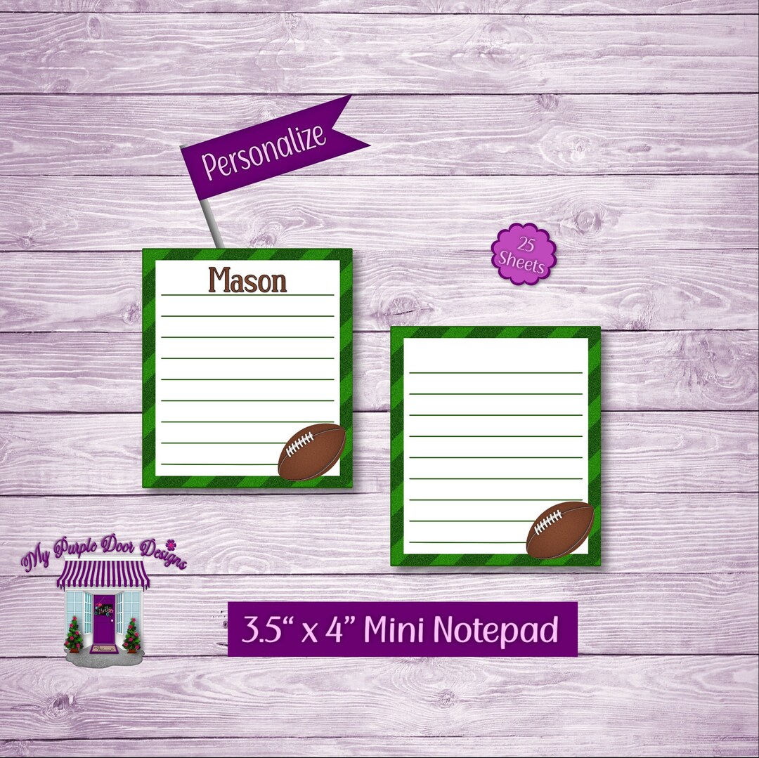 Mini Football Notepad 3.5"x 4" Personalized Note Pad, Small to Do List ...