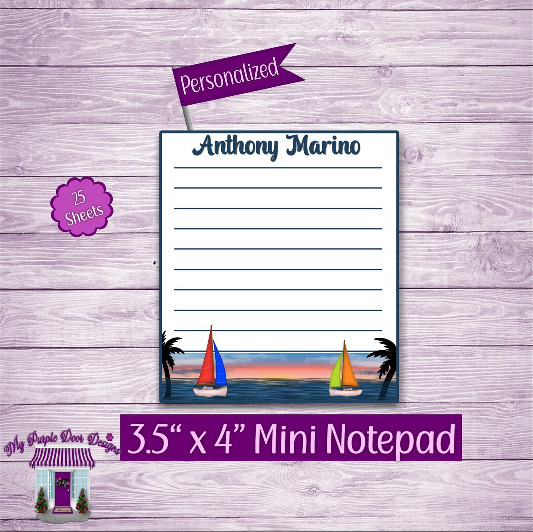 Sail Boat Notepad 3.5"x 4" Personalized Small to Do List, Custom ...