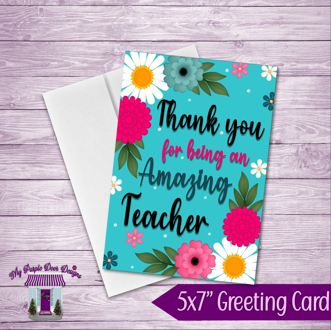 Thank You for Being an Amazing Teacher Greeting Card, 5x7" Card With ...