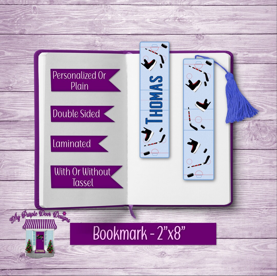 Hockey Bookmark, Add Personalization, Double Sided With or Without ...