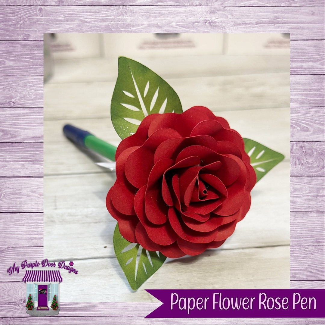 Red Paper Flower Pen, Floral Baby Shower Favors, Bridal Shower Favors ...