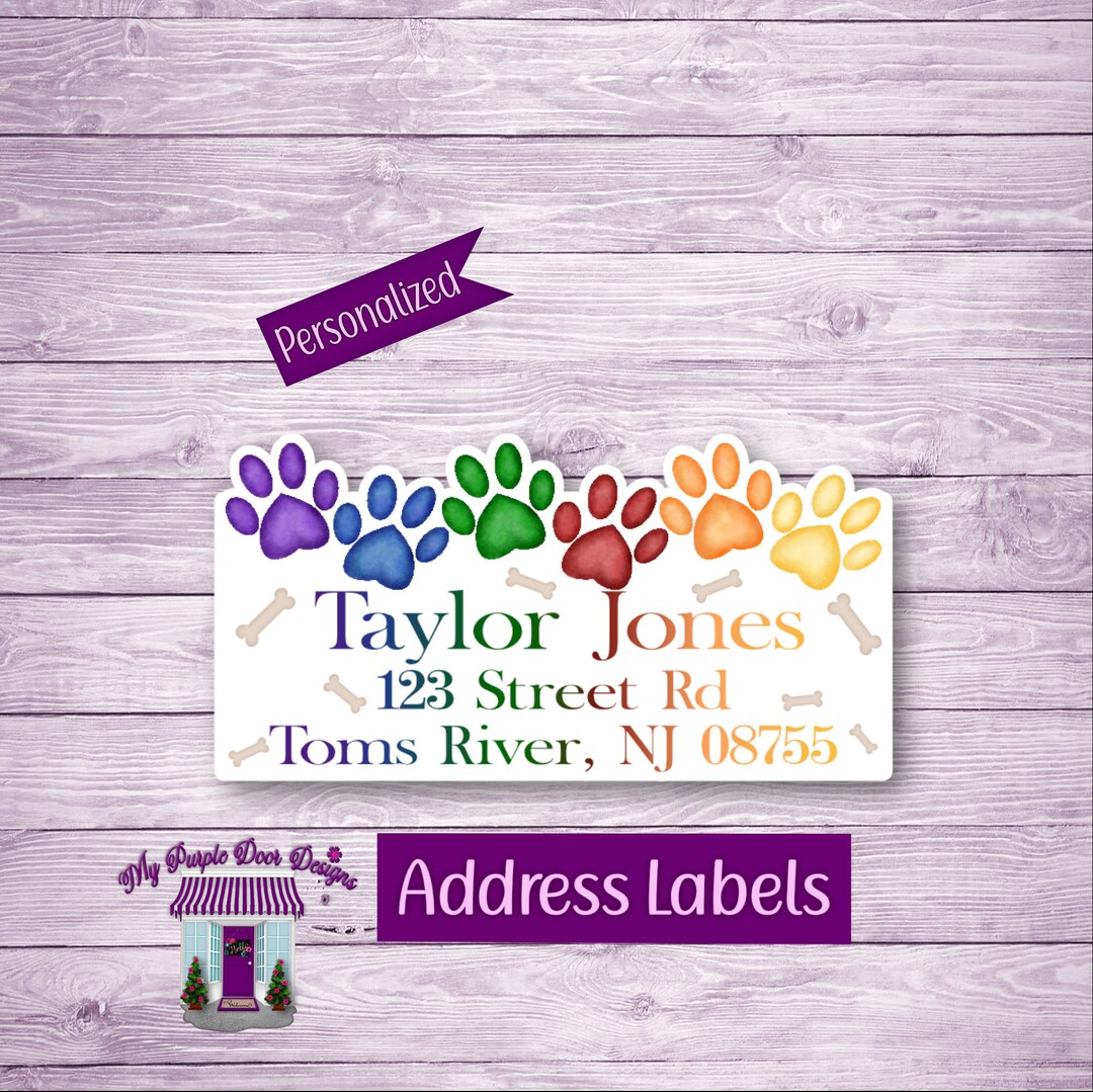 Dog Paws Return Address Labels, Personalized Mailing Address Stickers ...