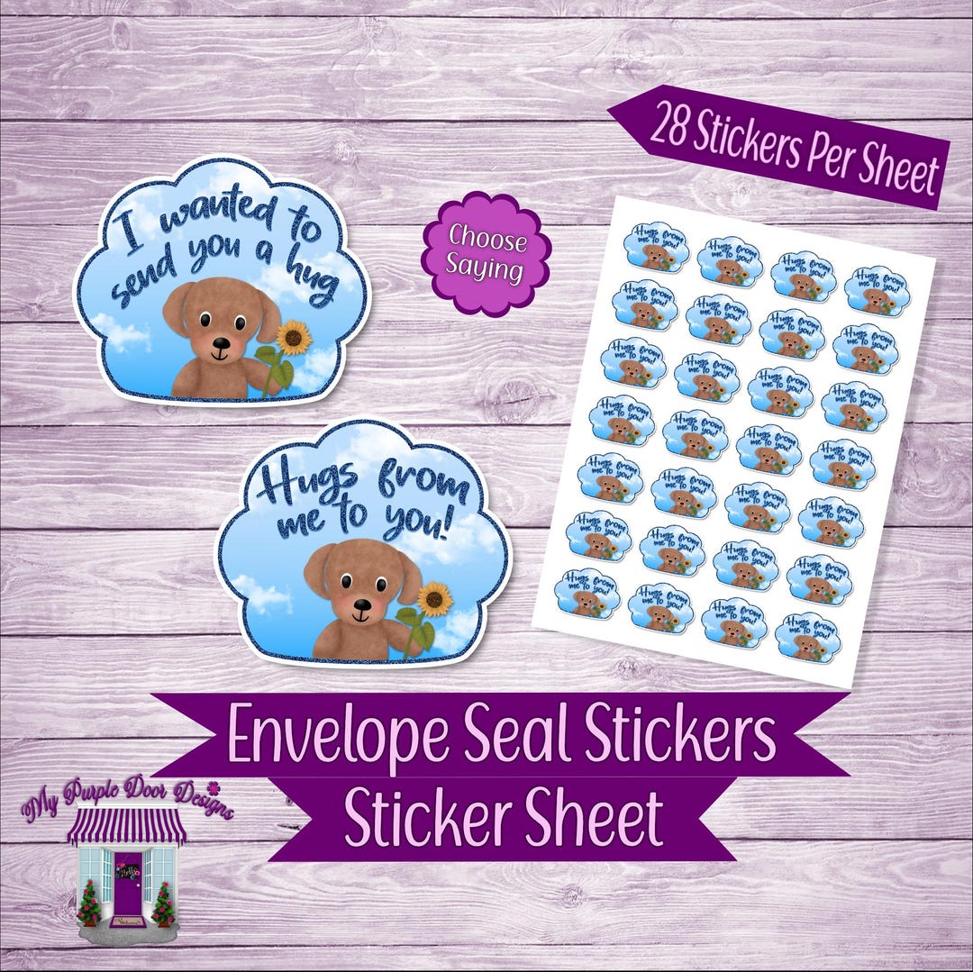 Cute Doggie Hugs Envelope Seal Labels, 28 per Sheet, Envelope ...
