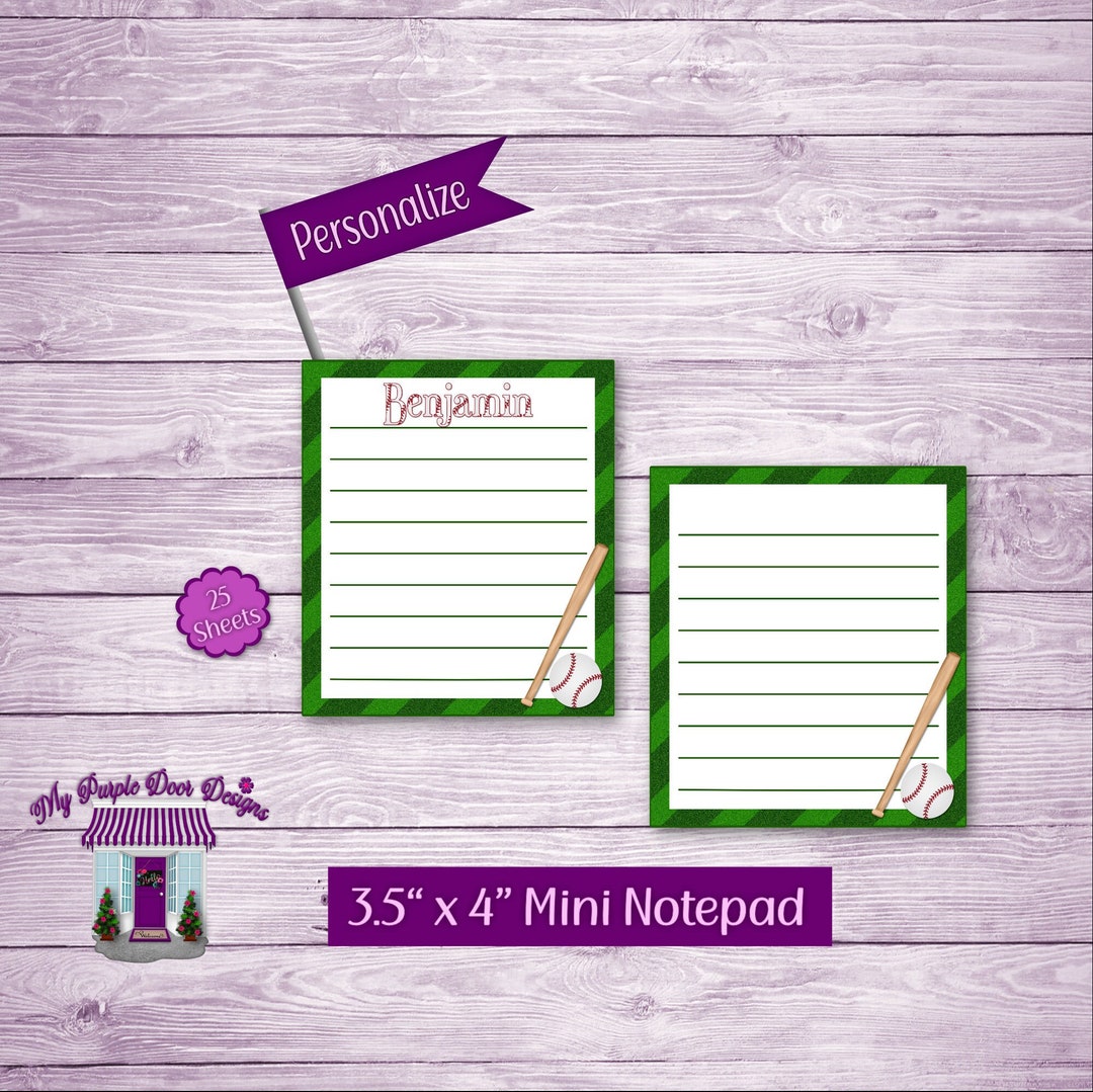 Mini Baseball Notepad 3.5"x 4" Personalized Note Pad, Small to Do List ...