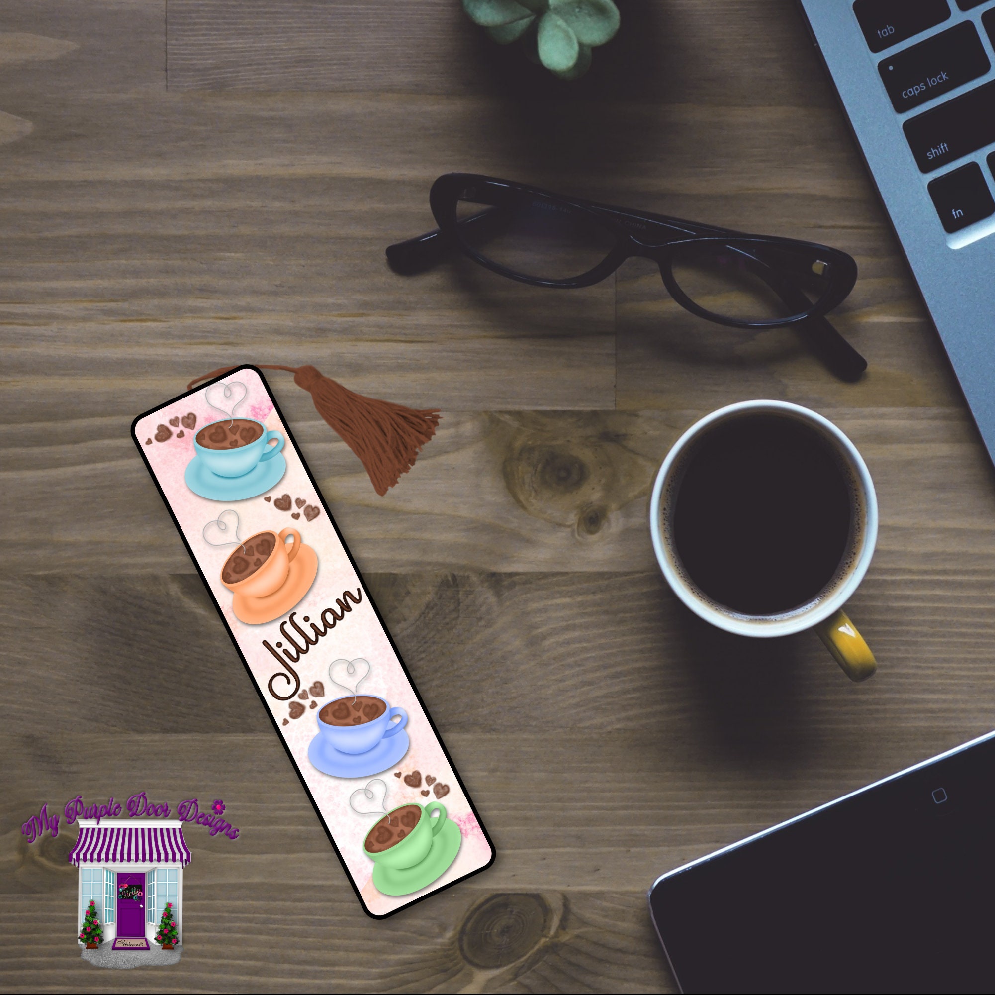 Bookmark Coffee Latte Lover Double Sided With or Without Tassel 8"x2 ...