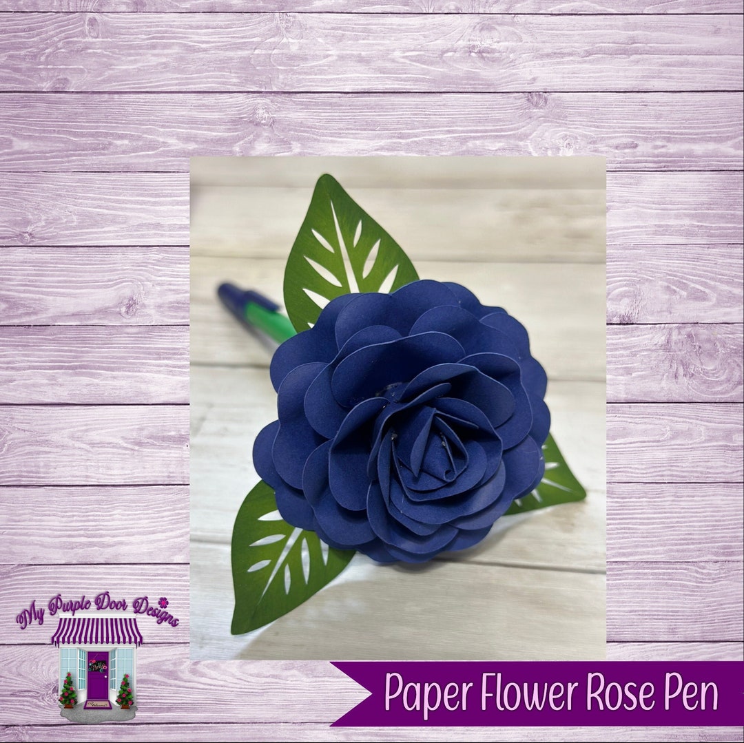 Navy Paper Flower Pen, Floral Baby Shower Favors, Bridal Shower Favors ...