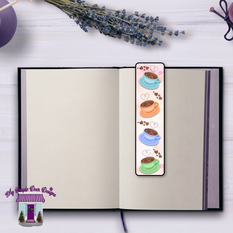 Bookmark Coffee Latte Lover Double Sided With or Without Tassel 8"x2 ...