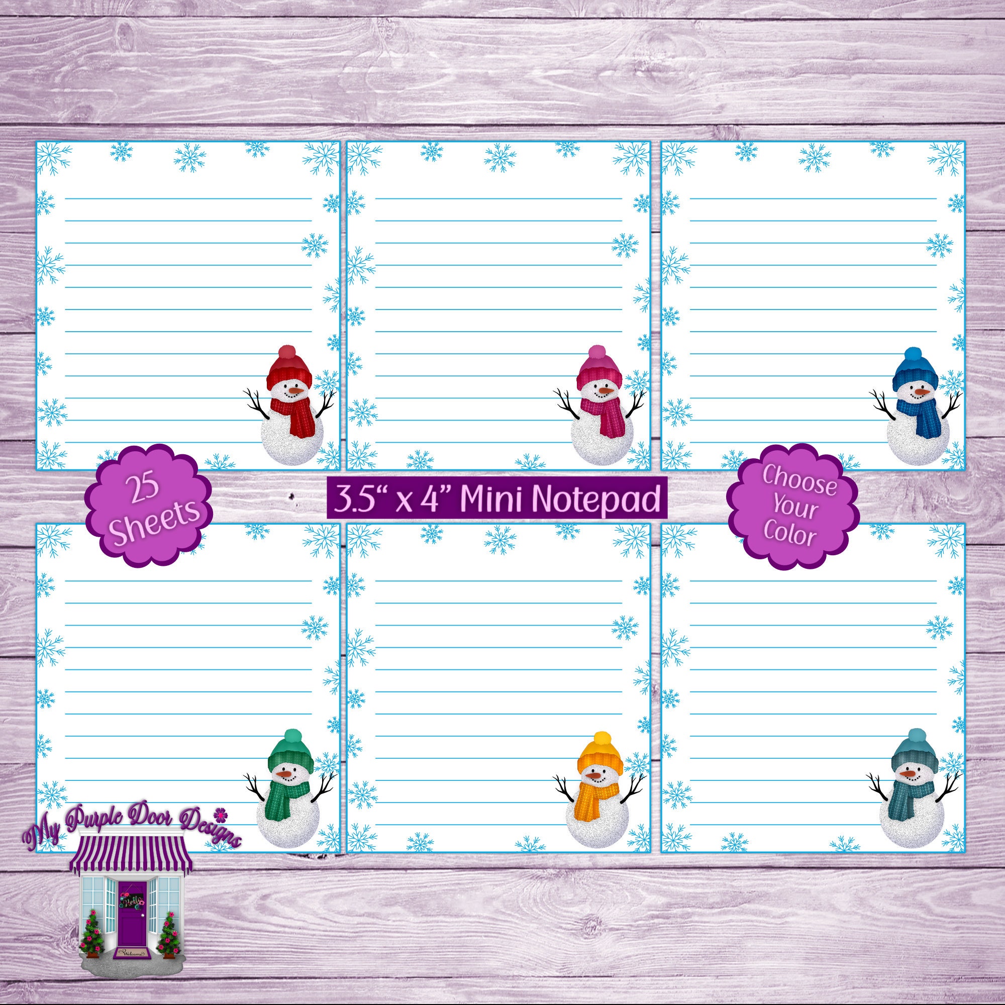 Mini Notepad Snowman Memo Pad 3.5x 4 25 Sheets - Etsy