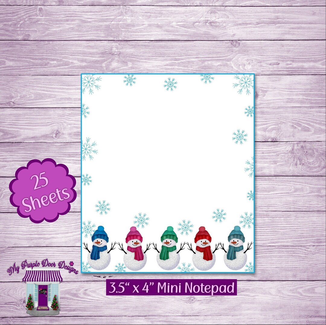Mini Notepad Snowmen Snowflakes Memo Pad 3.5"x 4", 25 Sheets, Holiday ...