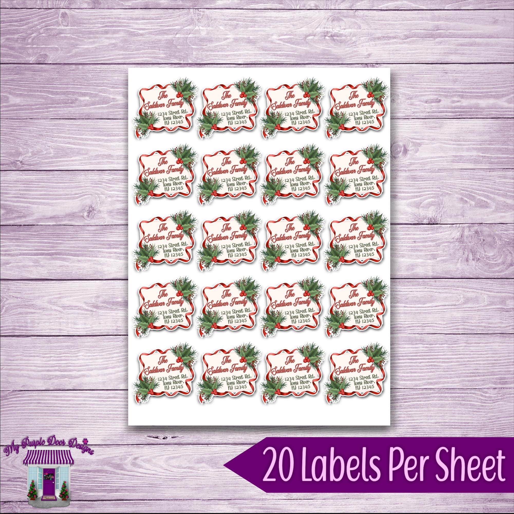 Holly Ribbon Return Address Labels, Personalize Mailing Address ...