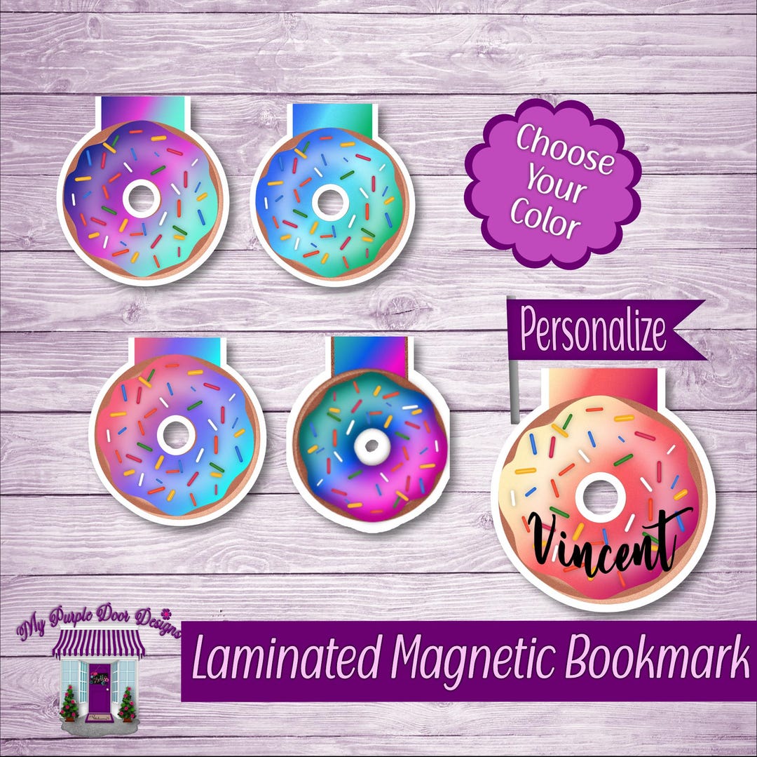 Donut Magnetic Bookmark Personalize, Gift for Book Lover, Journal ...