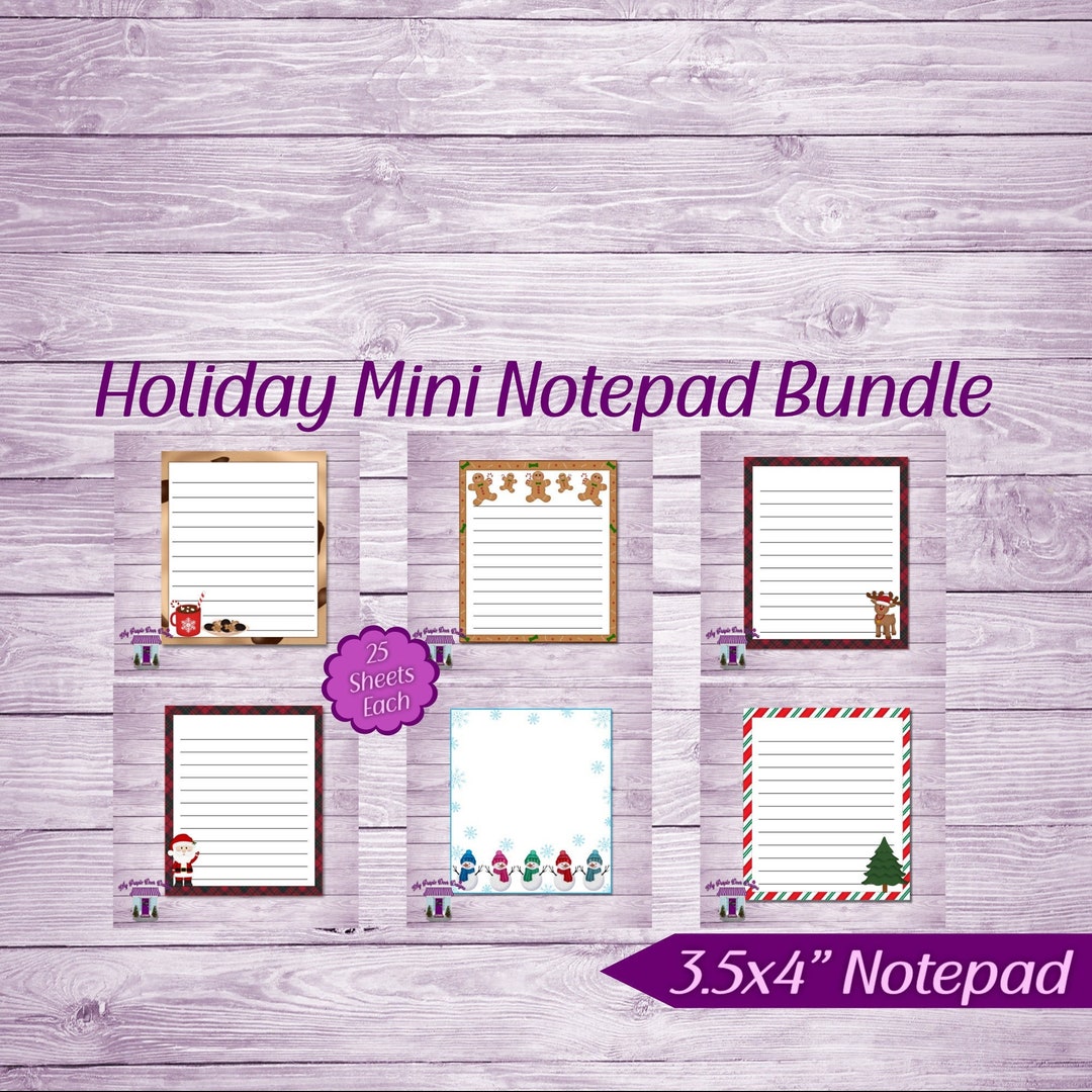 Holiday Bundle Mini Notepads 3.5"x 4", 25 Sheets Each, Set of 6 ...