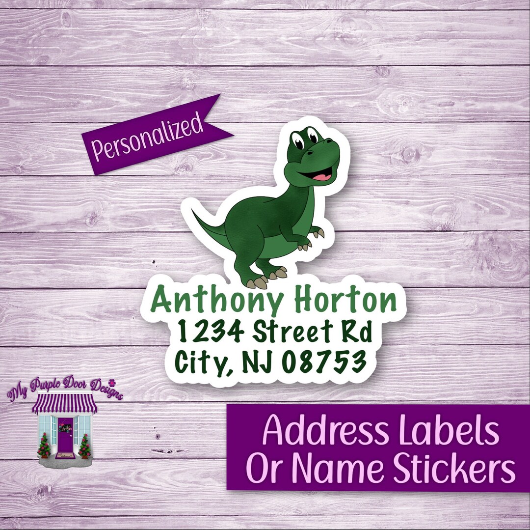 Dinosaur Return Address Labels, Personalized Mailing Address Stickers, Custom Shipping Labels ...