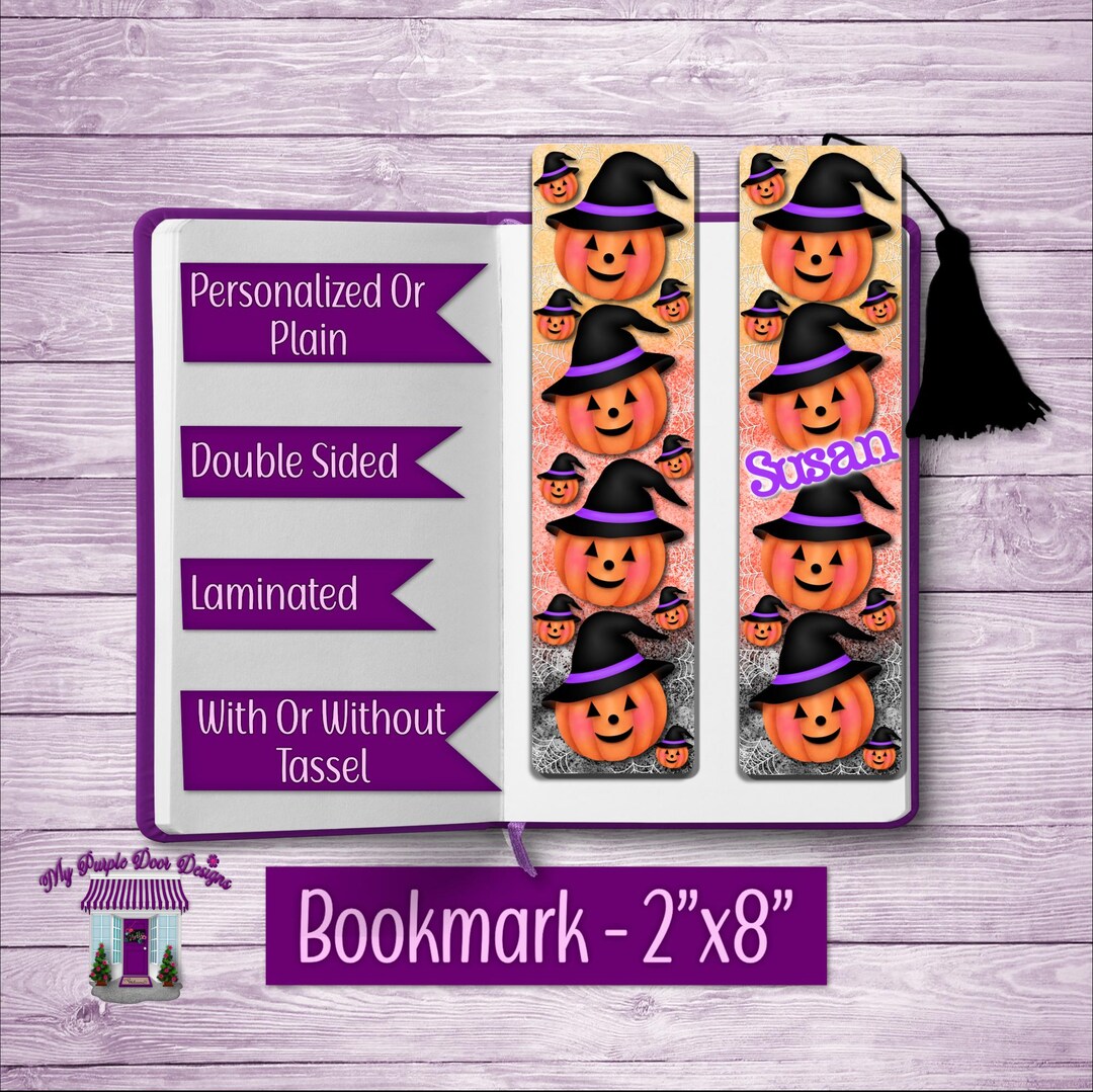 Cute Pumpkin Jack O Lantern Bookmark, Add Personalization, With or ...