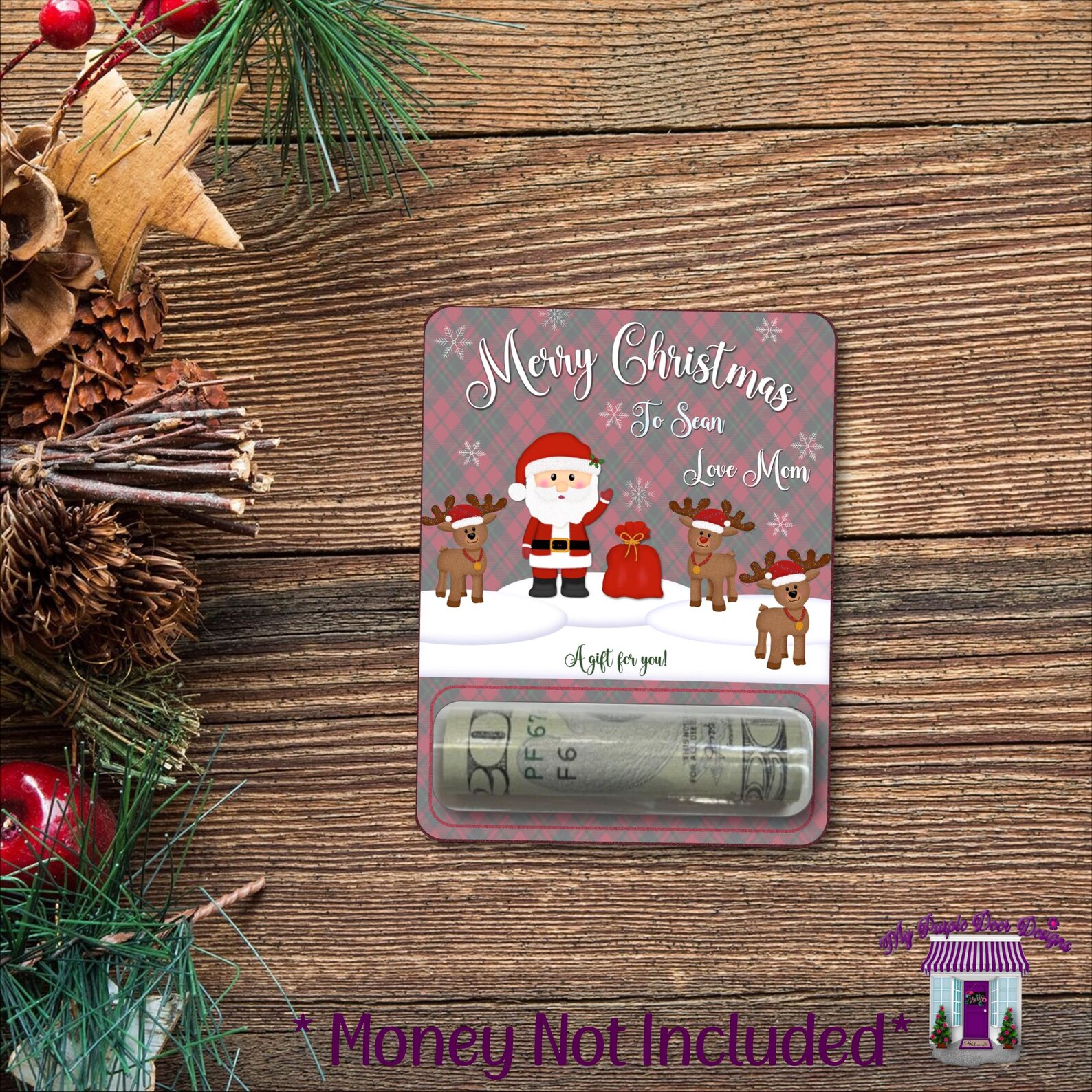 Merry Christmas Santa Claus Money Gift Holder, Personalize Cash/check ...