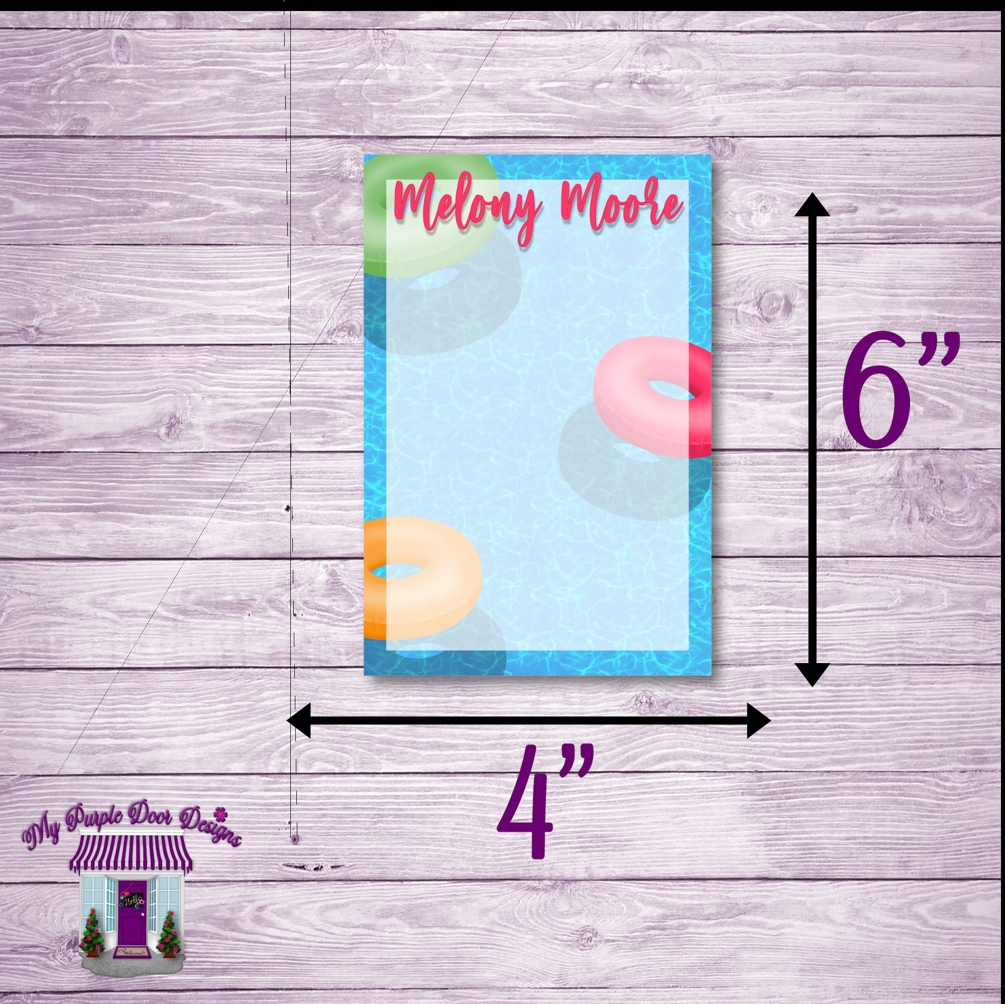 Pool Floats Notepad Personalized Memo Pad, Choice of Size - 3.5"x4", 4 ...