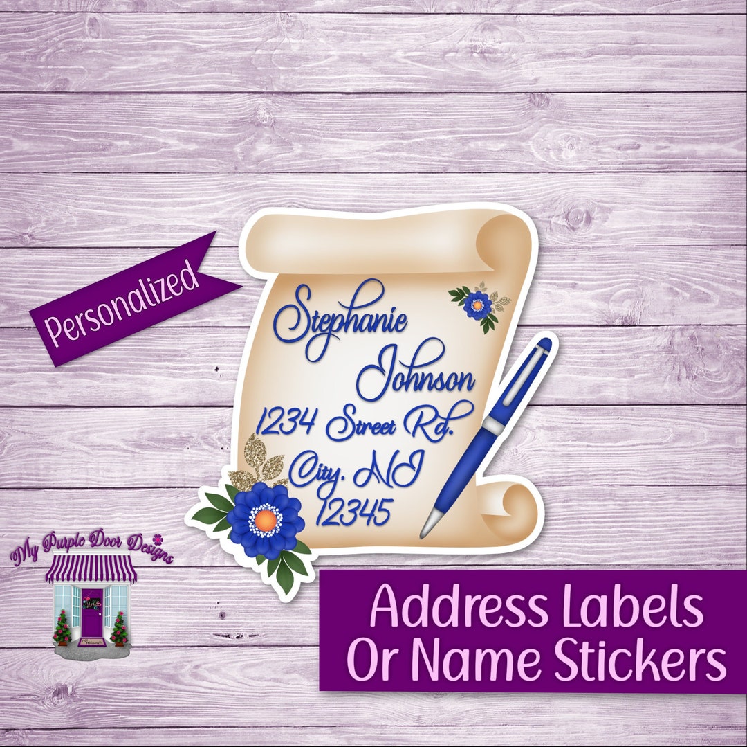 Return Address Labels, Scroll Paper & Pen Personalized Mailing Address ...