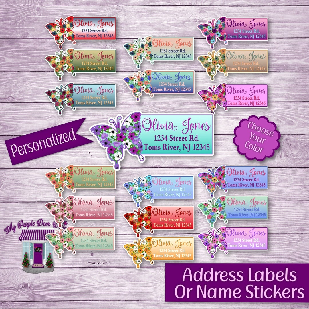 Floral Butterfly Address Labels, Personalized Mailing Address Stickers ...