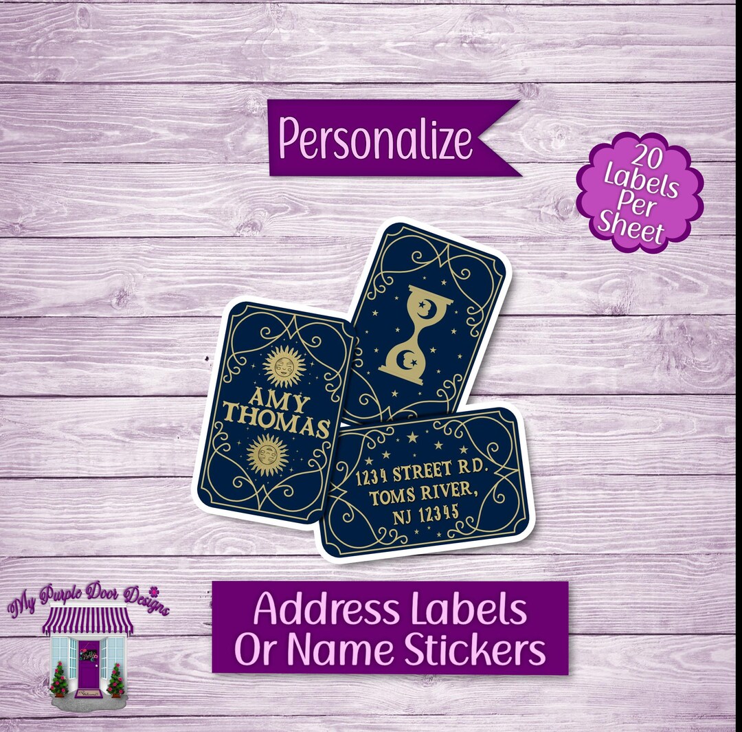 Tarot Cards Celestial Return Address Labels: Personalized Halloween ...
