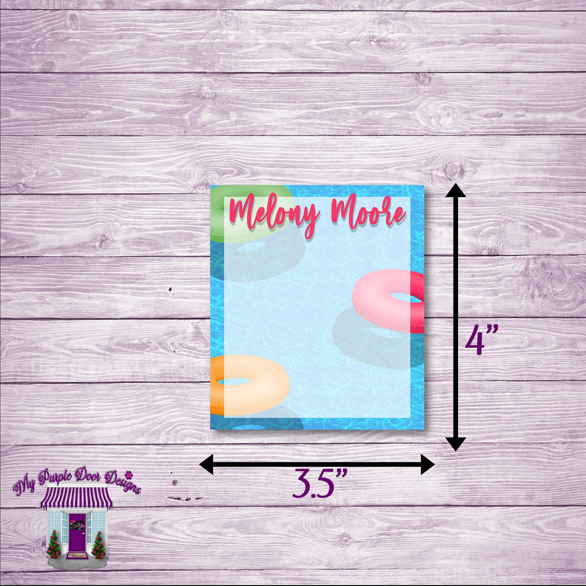 Pool Floats Notepad Personalized Memo Pad, Choice of Size - 3.5"x4", 4 ...