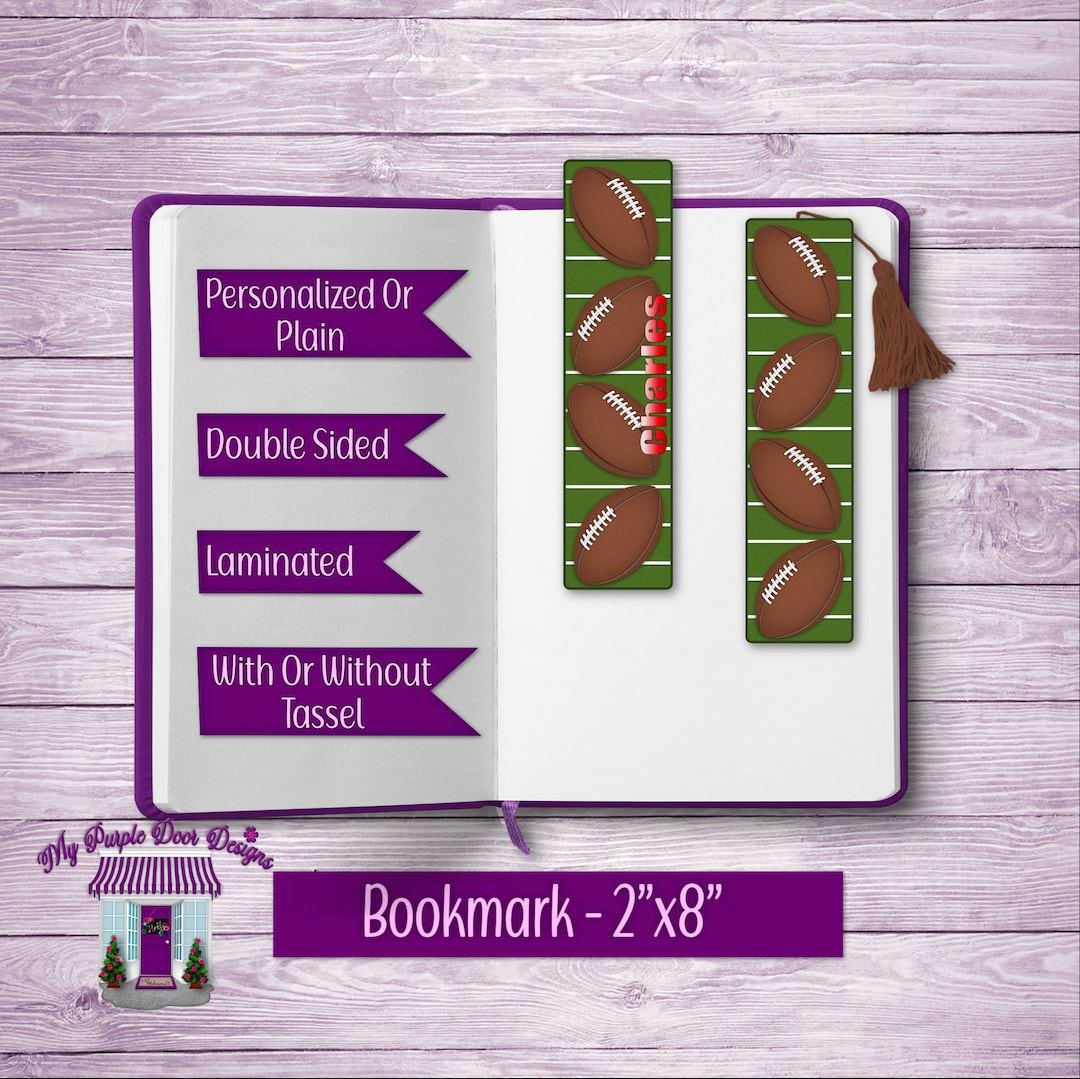 Bookmark Football Double Sided With or Without Tassel 8"x2", Laminated ...