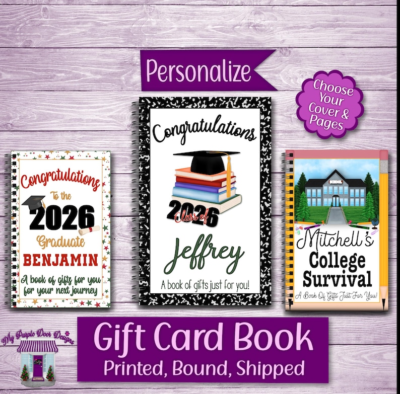 Graduation Gift Card Book, Personalized Printed & Bound 5.5" X 8.5 ...