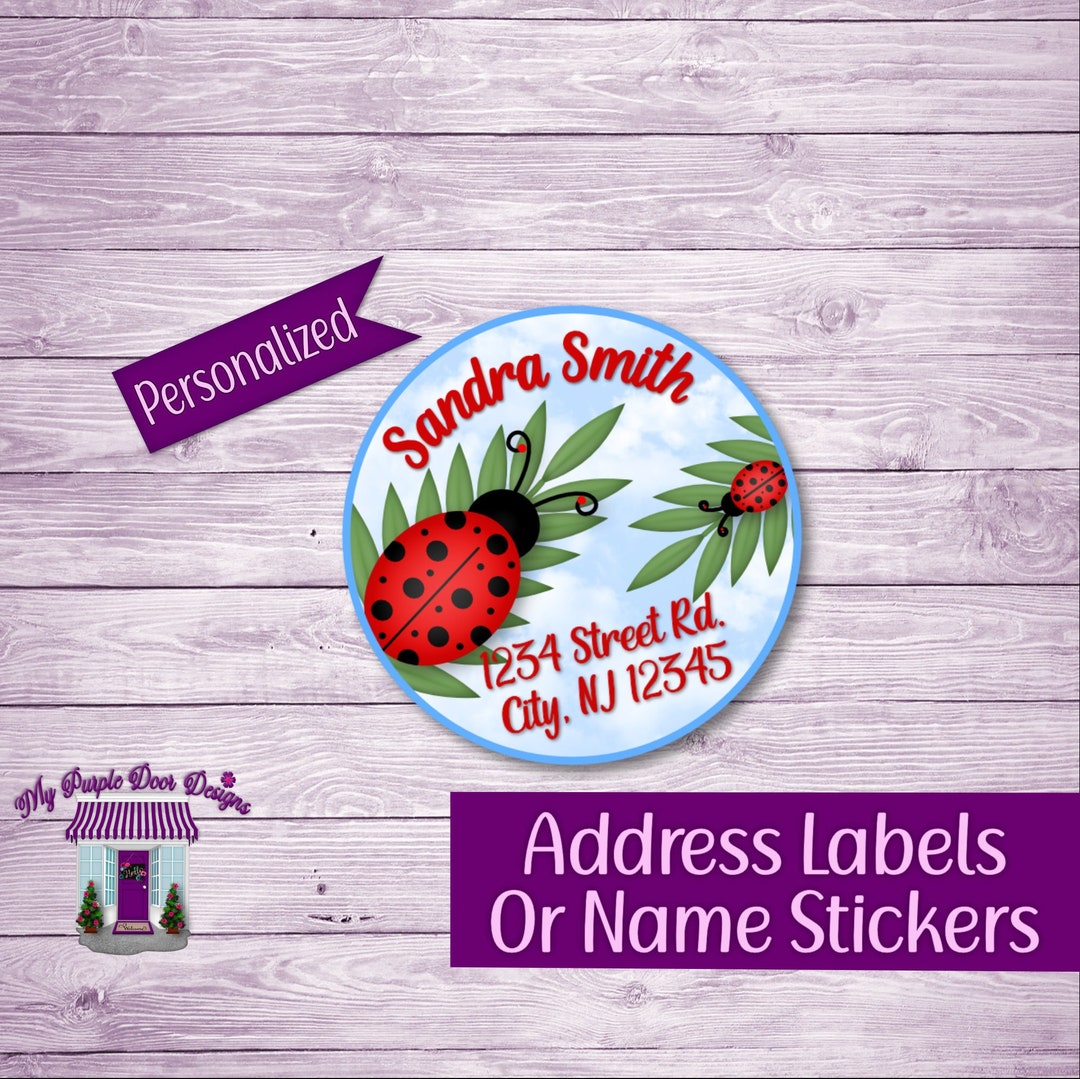 Circle Return Address Labels, Round Lady Bugs Personalized Address ...