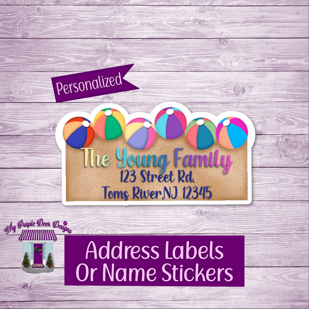 Return Address Labels, Beach Balls Personalized Mailing Address ...