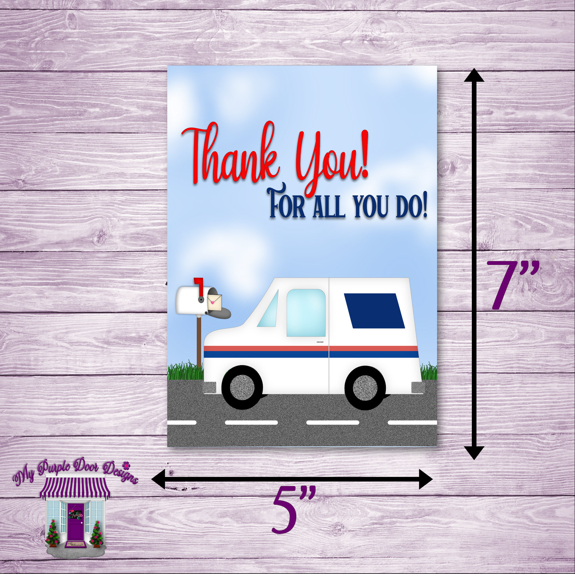 Postal Worker Thank You Greeting Card, 5x7 Card With Envelope, Cute ...