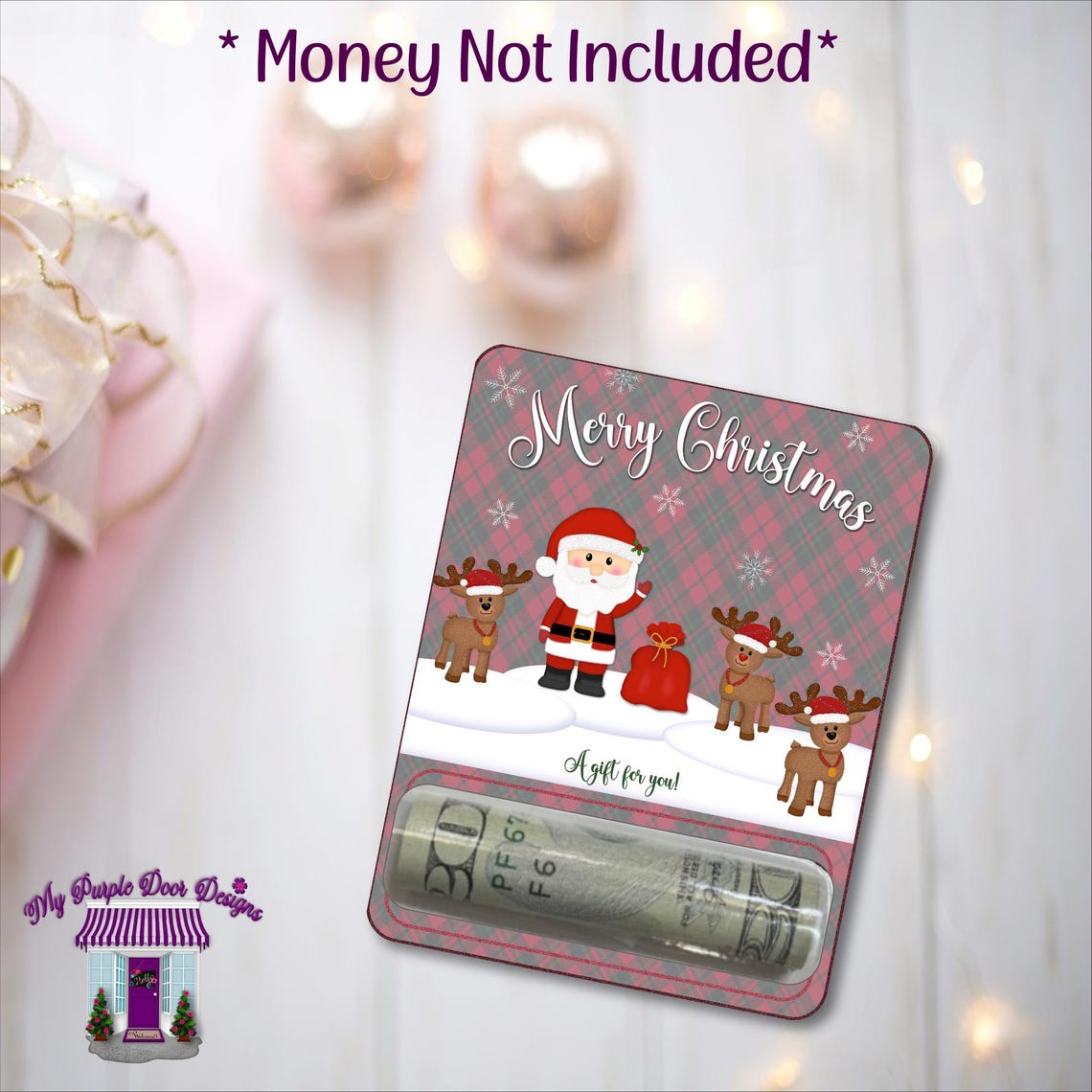 Merry Christmas Santa Claus Money Gift Holder, Personalize Cash/check ...
