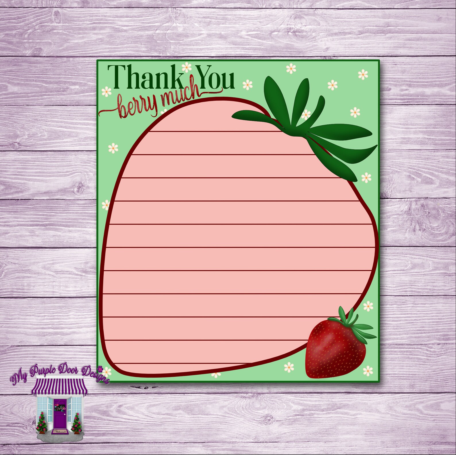 Mini Thank You Berry Much Strawberry 3.5"x 4" Notepad, 25 Sheets Memo ...