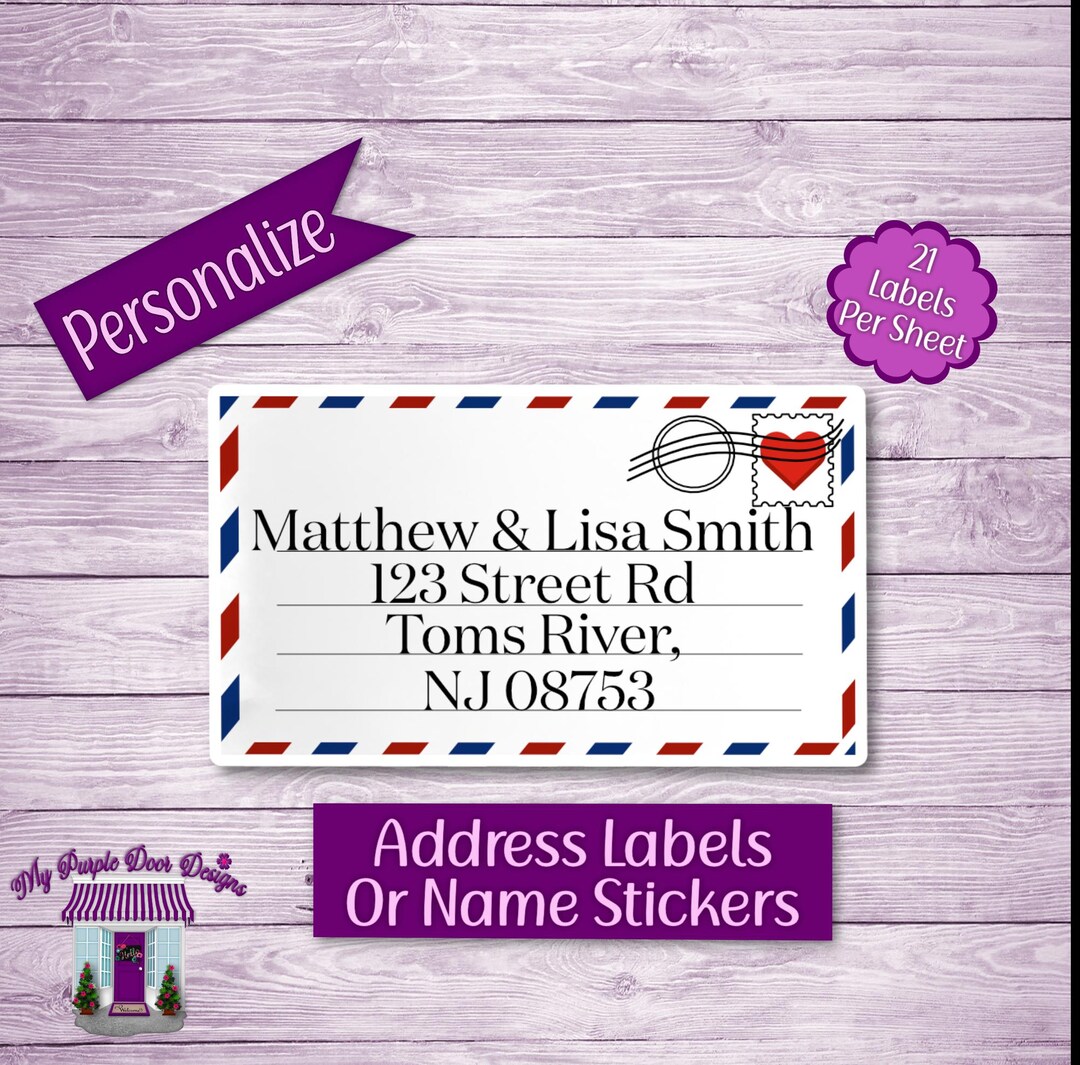 Envelope Heart Postal Return Address Labels, Personalize Custom Mailing ...