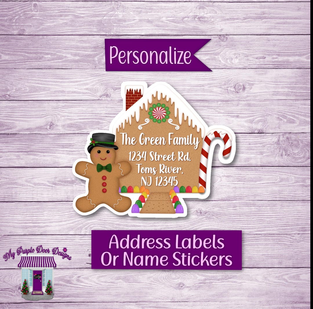 Gingerbread Man & House Return Address Labels, Personalized Mailing ...