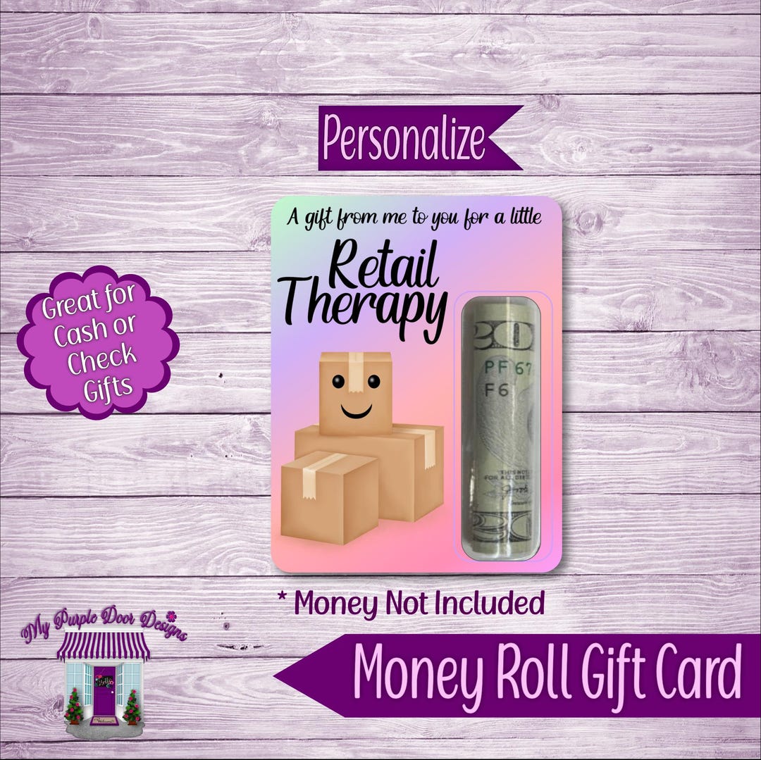 Retail Therapy Money Gift Holder, Personalize Cash or Check Roll Holder ...
