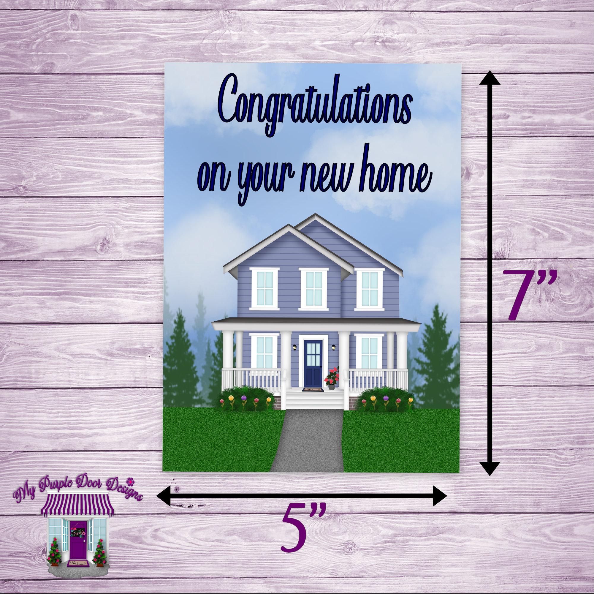 Congratulations on Your New Home Card, 5x7" Greeting Card With Envelope ...