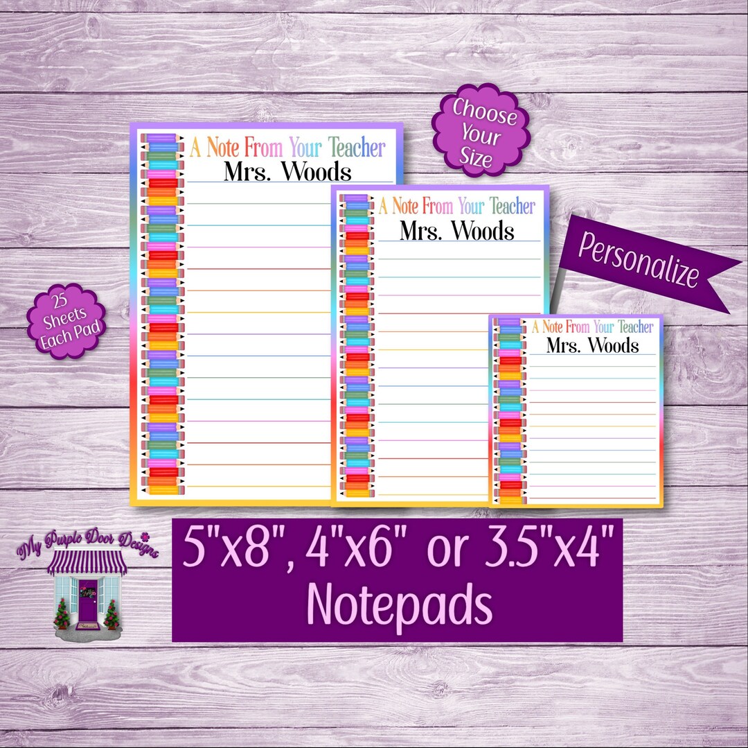 Colorful Pencils Notepad: Personalized Memo Pad, Choice of Size - 3.5 ...