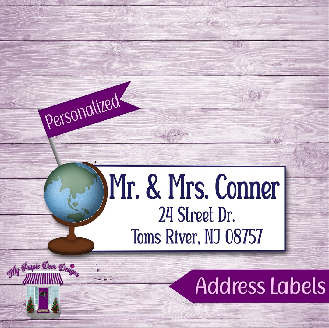 Return Address Labels, Globe Personalized Mailing Address Stickers ...