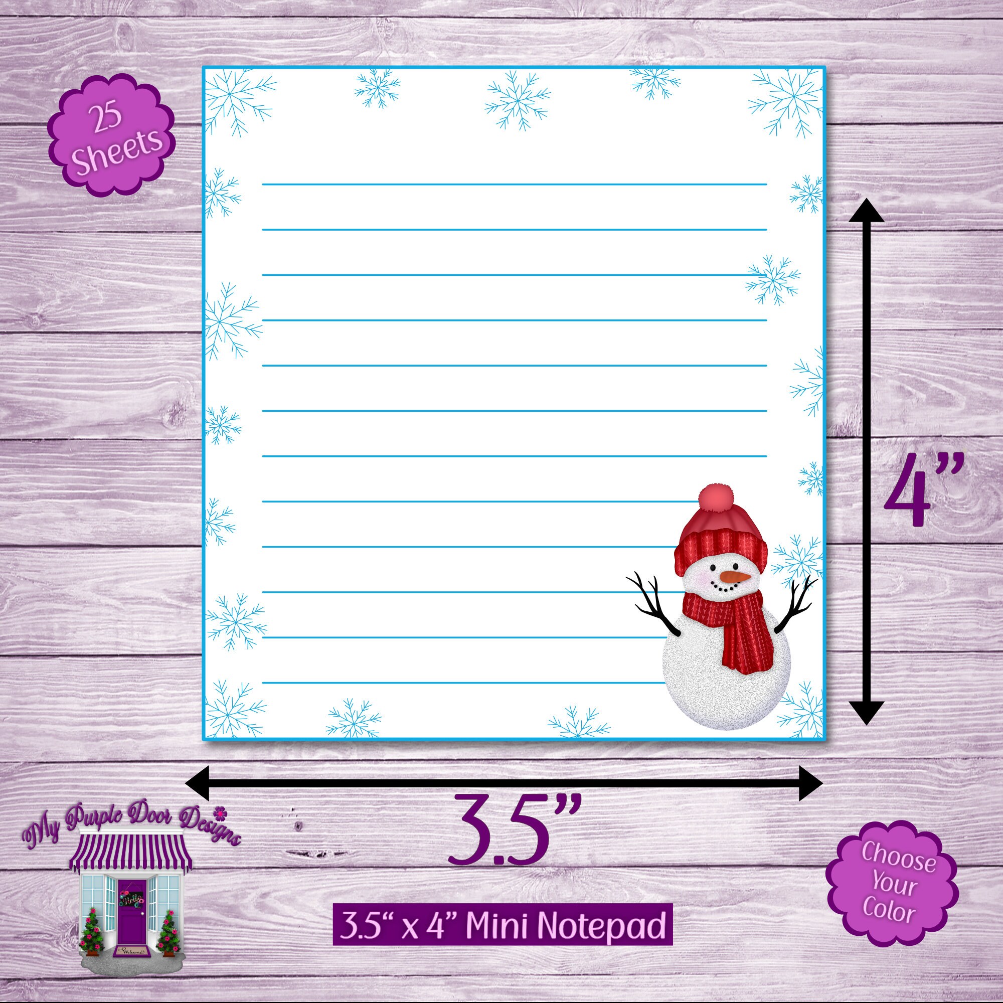 Mini Notepad Snowman Memo Pad 3.5x 4 25 Sheets - Etsy