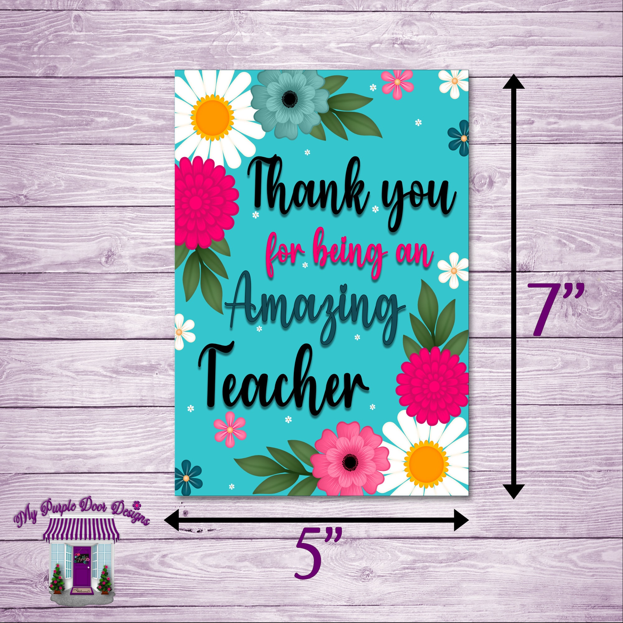 Thank You for Being an Amazing Teacher Greeting Card, 5x7" Card With ...