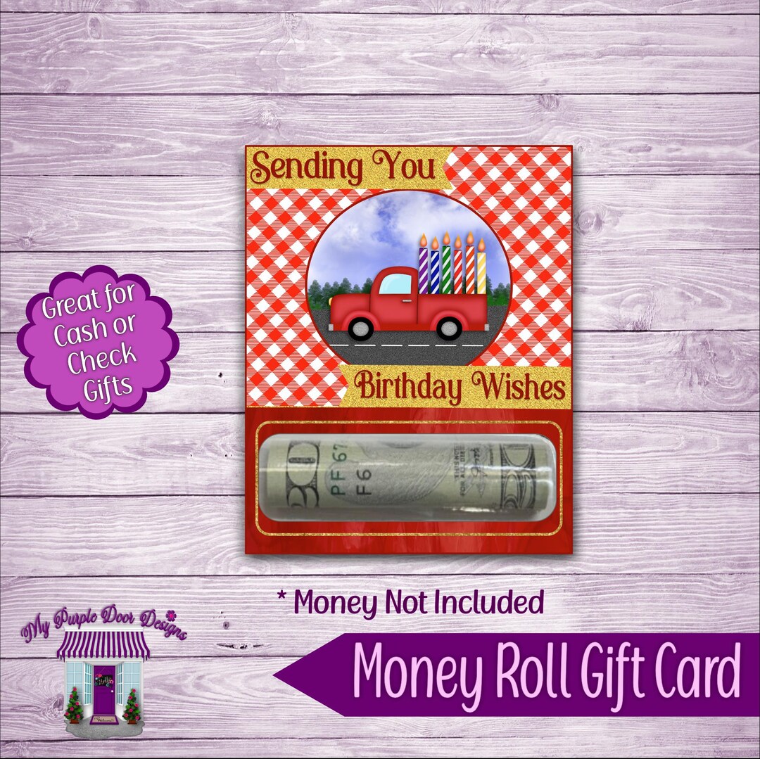 Birthday Red Truck Money Gift Holder, Personalize Cash or Check Roll ...