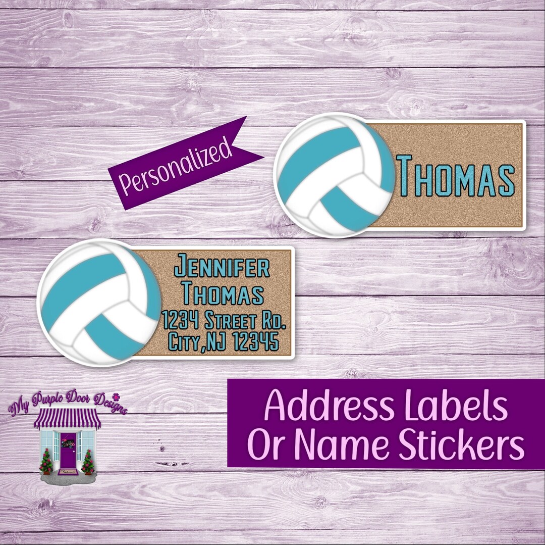 Volleyball Address Labels, Name Stickers, Personalized Mailing Address ...