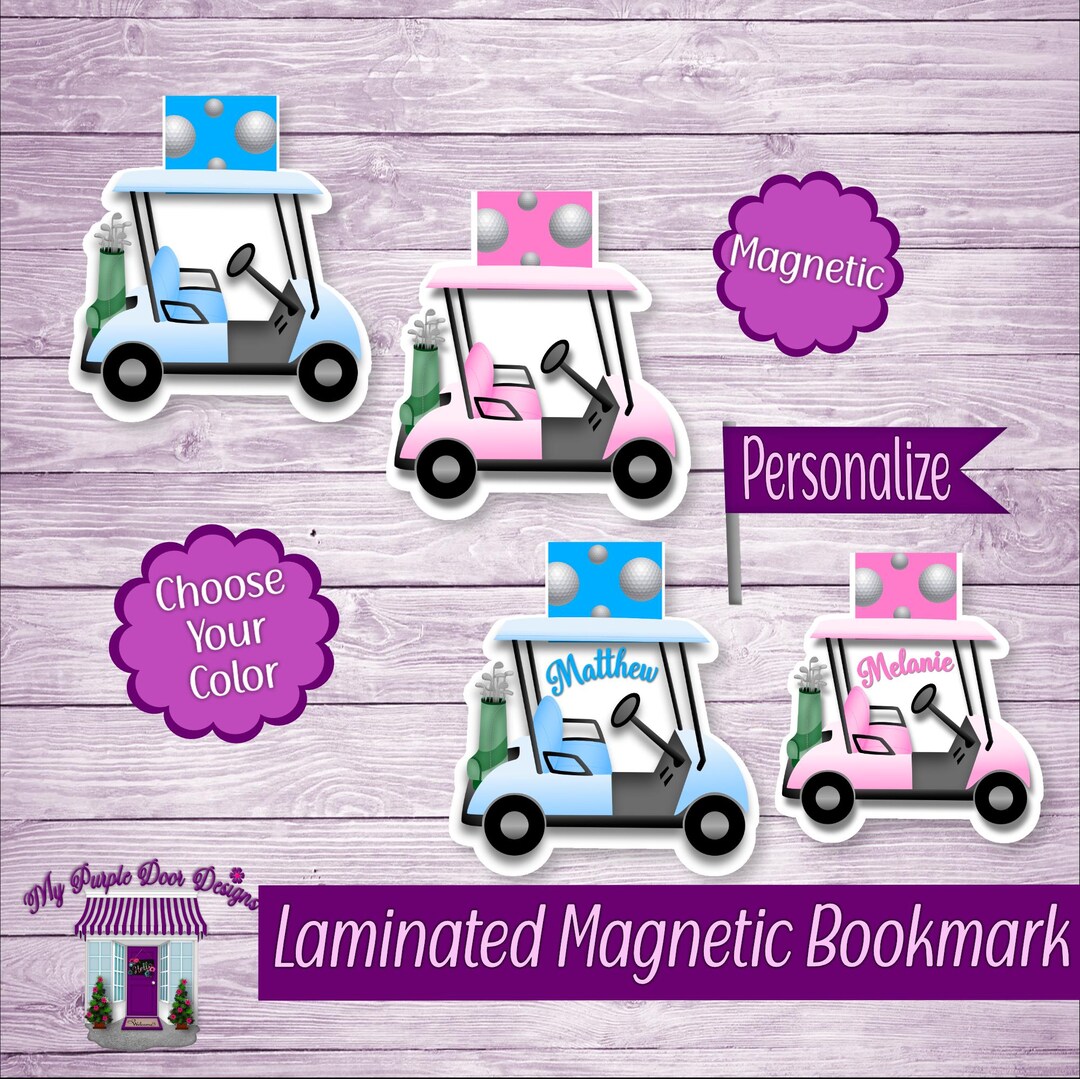Golf Cart Magnetic Bookmark Personalize, Gift for Book Lover, Golfer ...