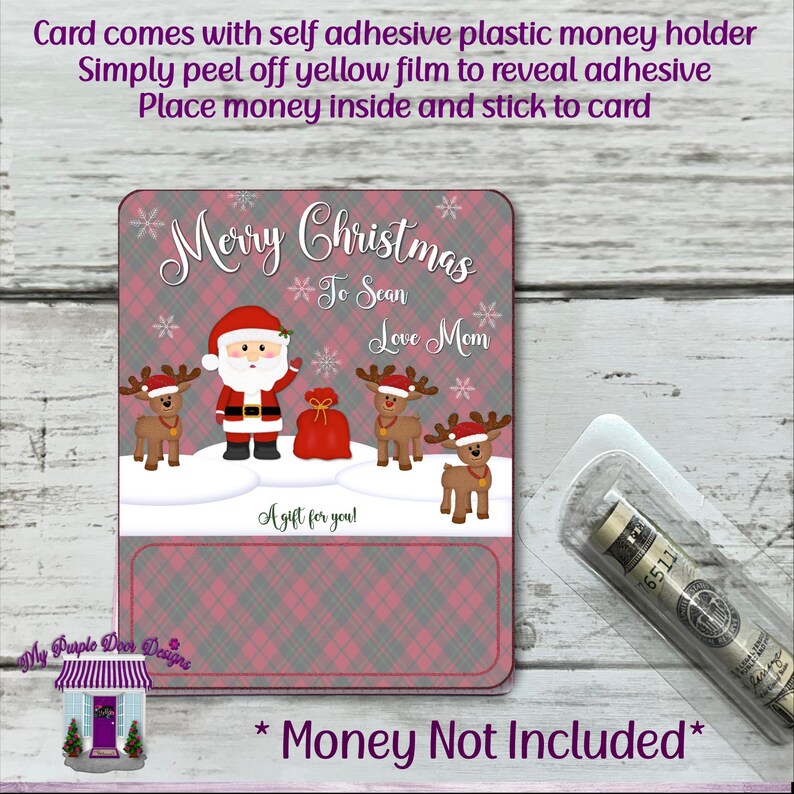 Merry Christmas Santa Claus Money Gift Holder, Personalize Cash/check ...