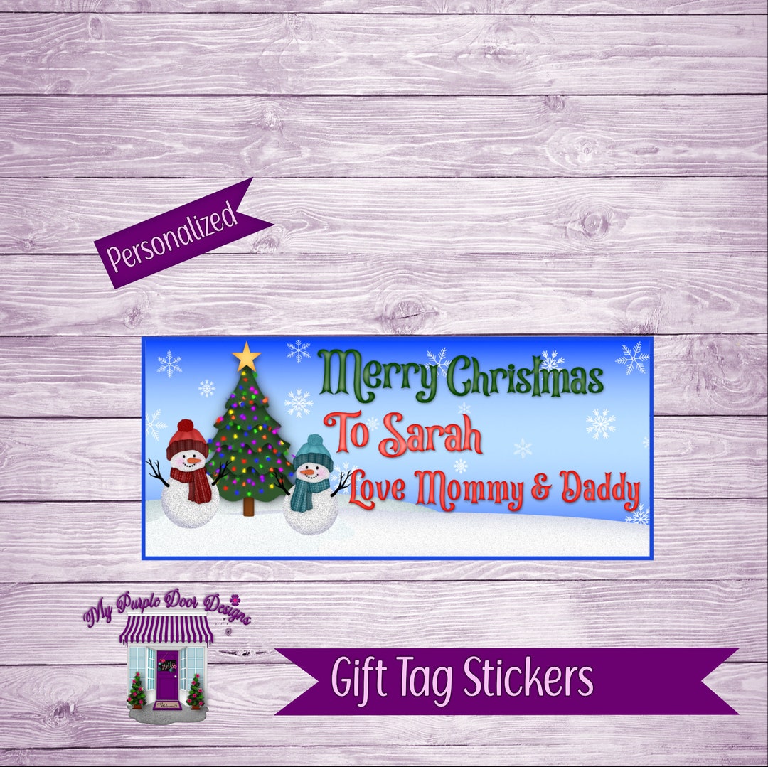 Merry Christmas Personalized Snowmen Sticker Sheet, Gift Tag Stickers ...