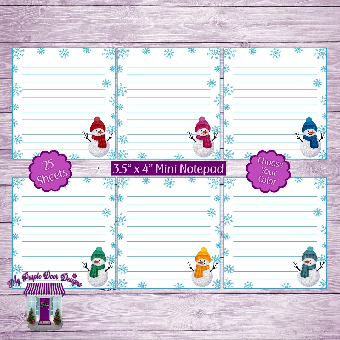 Mini Notepad Snowman Memo Pad 3.5"x 4", 25 Sheets, Holiday Christmas ...