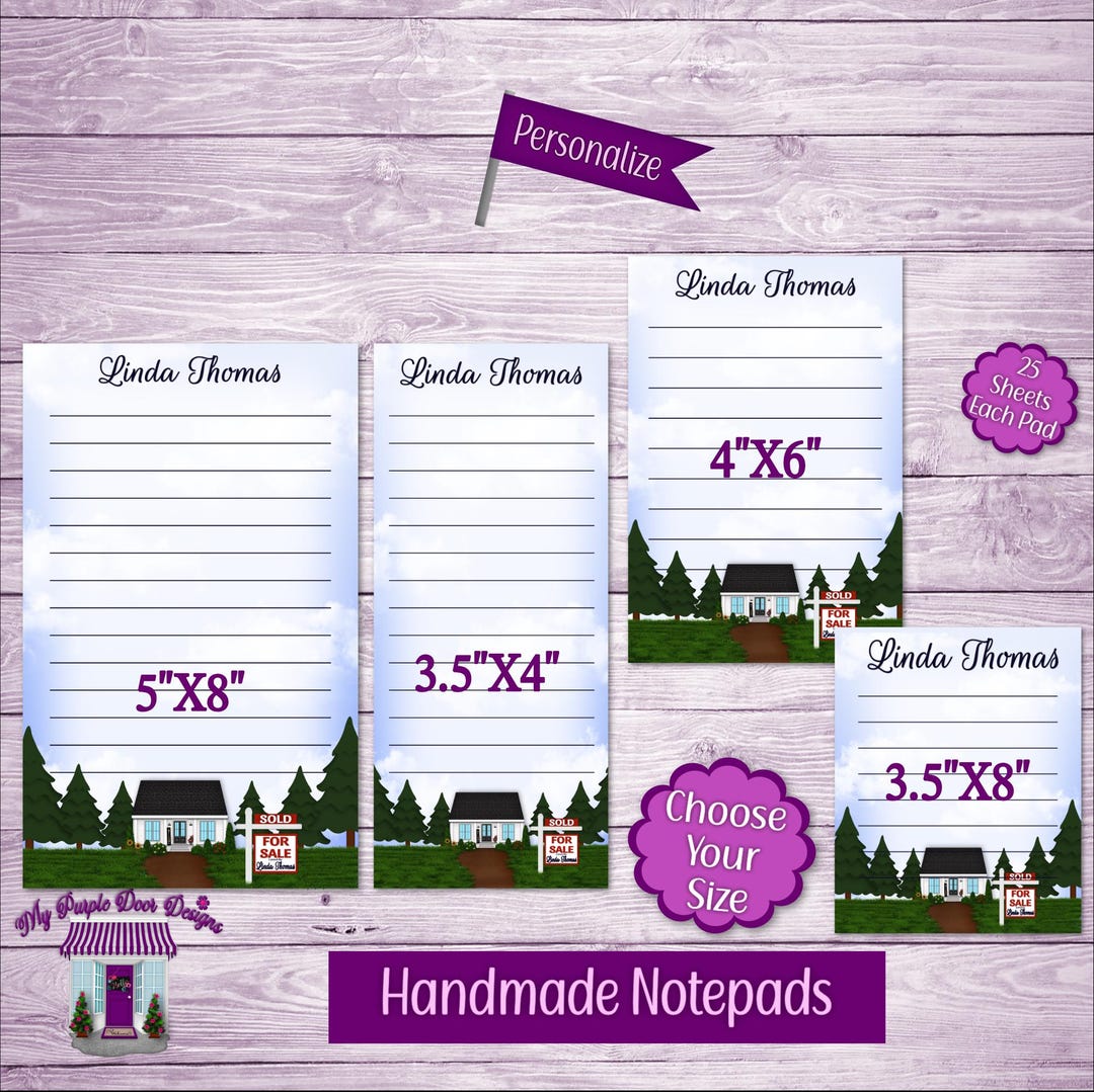 Realtor Listing Agent Notepads: Personalizable Memo Pads, Choose From 4 ...